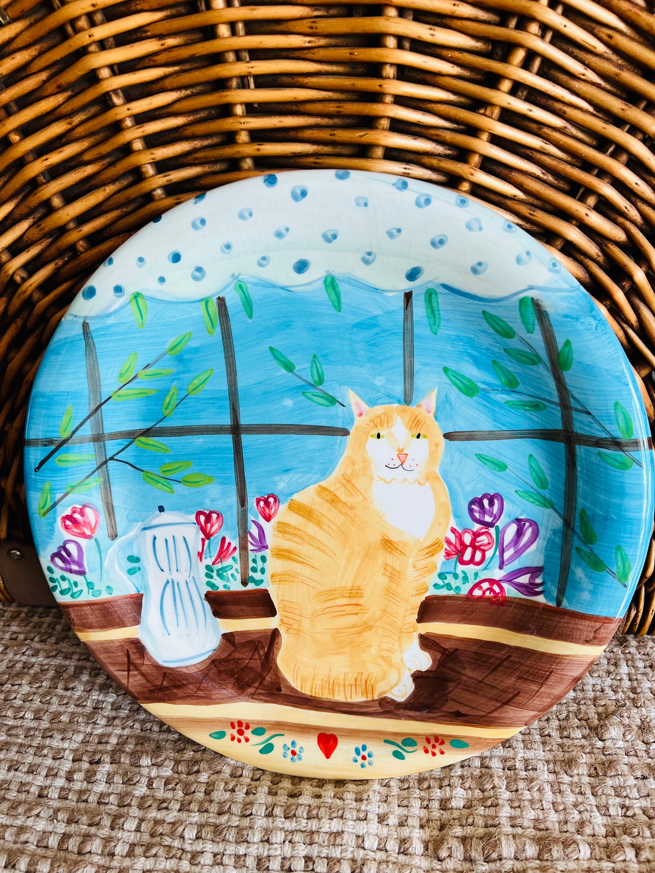 Decorative Whimsical Large Cat Plate - Etsy