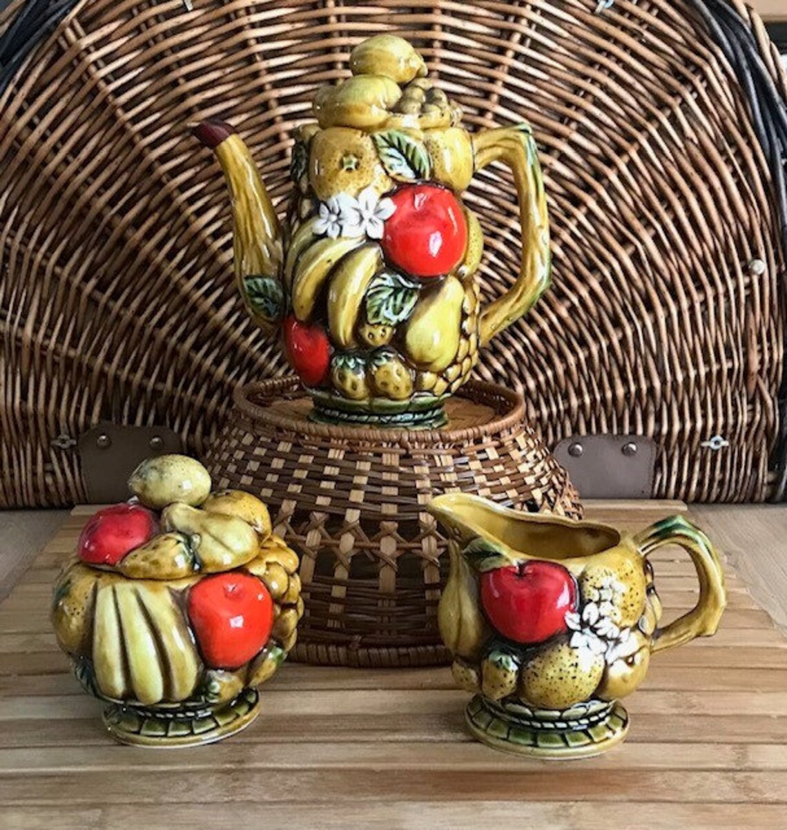 Vintage Inarco Japanese Ceramic Tea Pot With Sugar Bowl and Creamer ...
