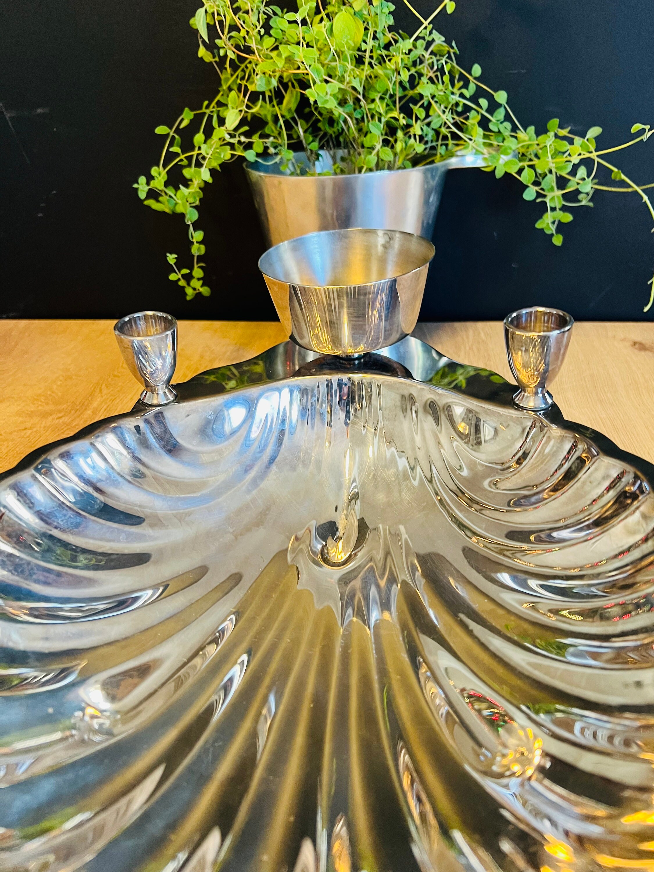 Rodgers Silver Plate Shell Shaped Serving Platter With Candle Holders ...