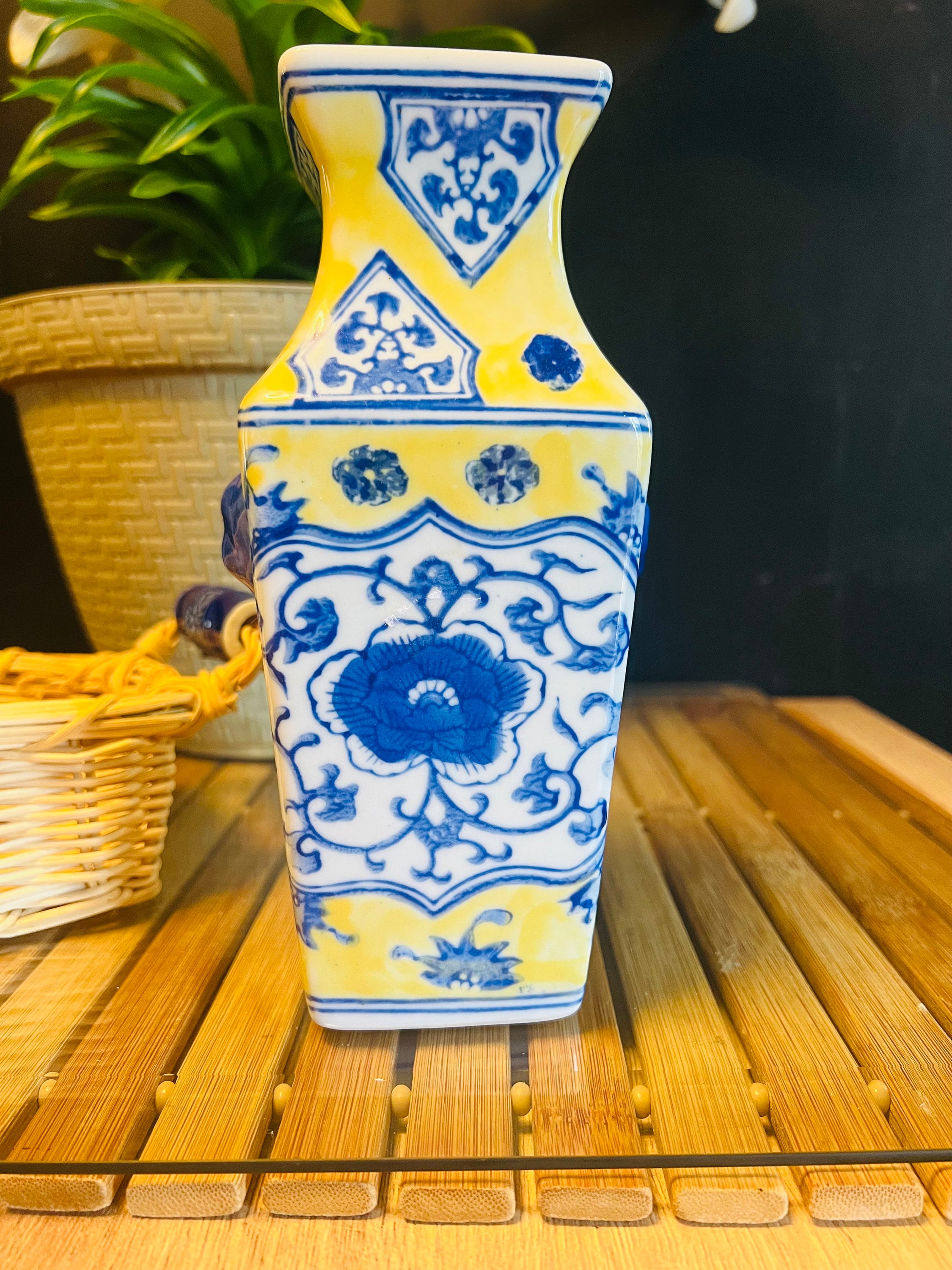 Vintage Three Hands Ceramic Chinoiserie Vase and Accent Basket - Etsy