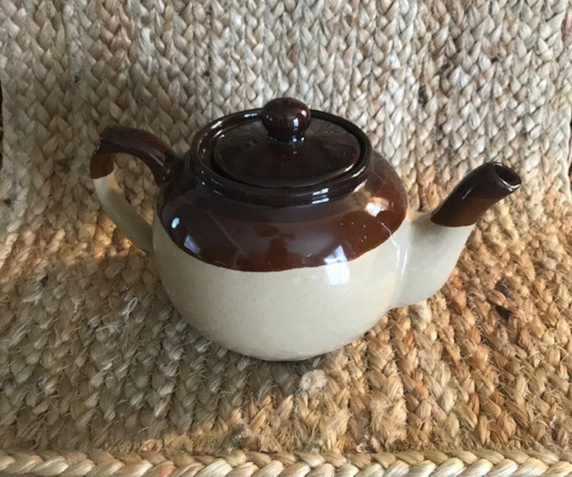 Vintage Retro Pottery Teapot . Two Tone 1970s - Etsy