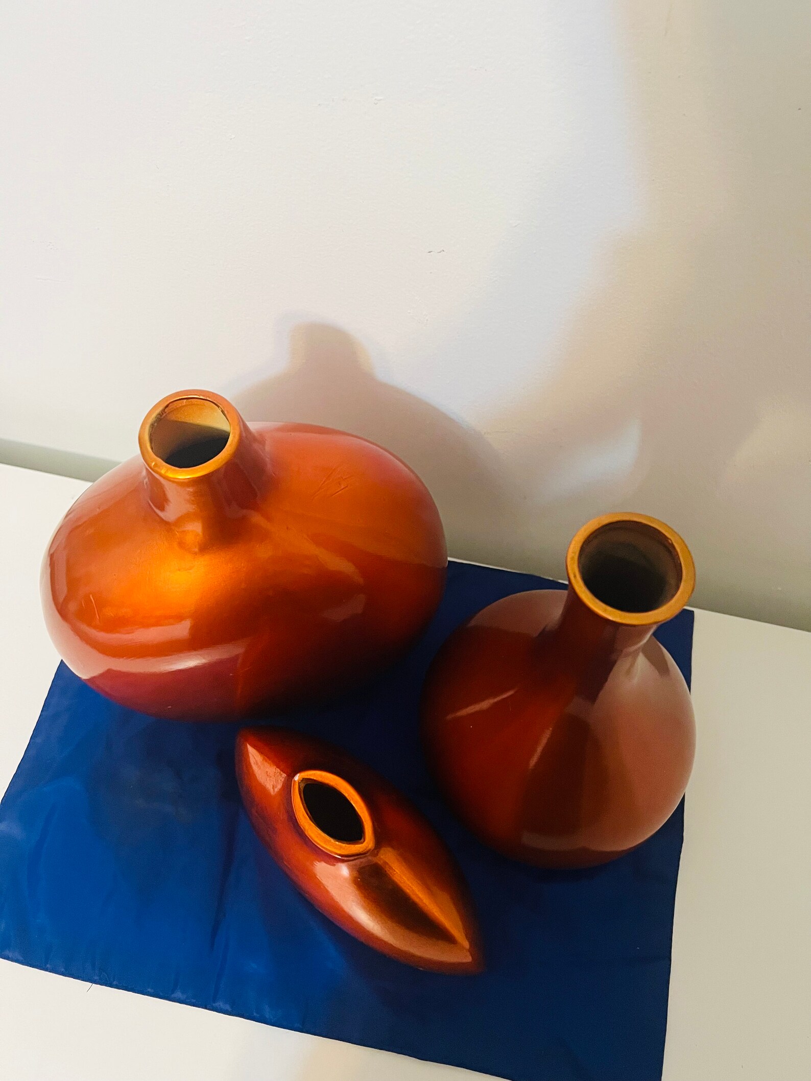 Set of 3 Ceramic Copper Vases - Etsy