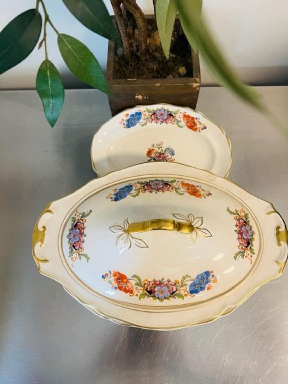 Vintage Warranted 18 K Gold Trim Serving Dish and Platter 4 Pc. - Etsy