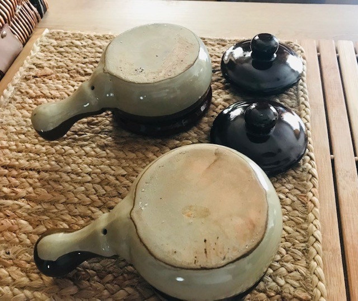Vintage Brown Retro Crock Soup Set - Etsy