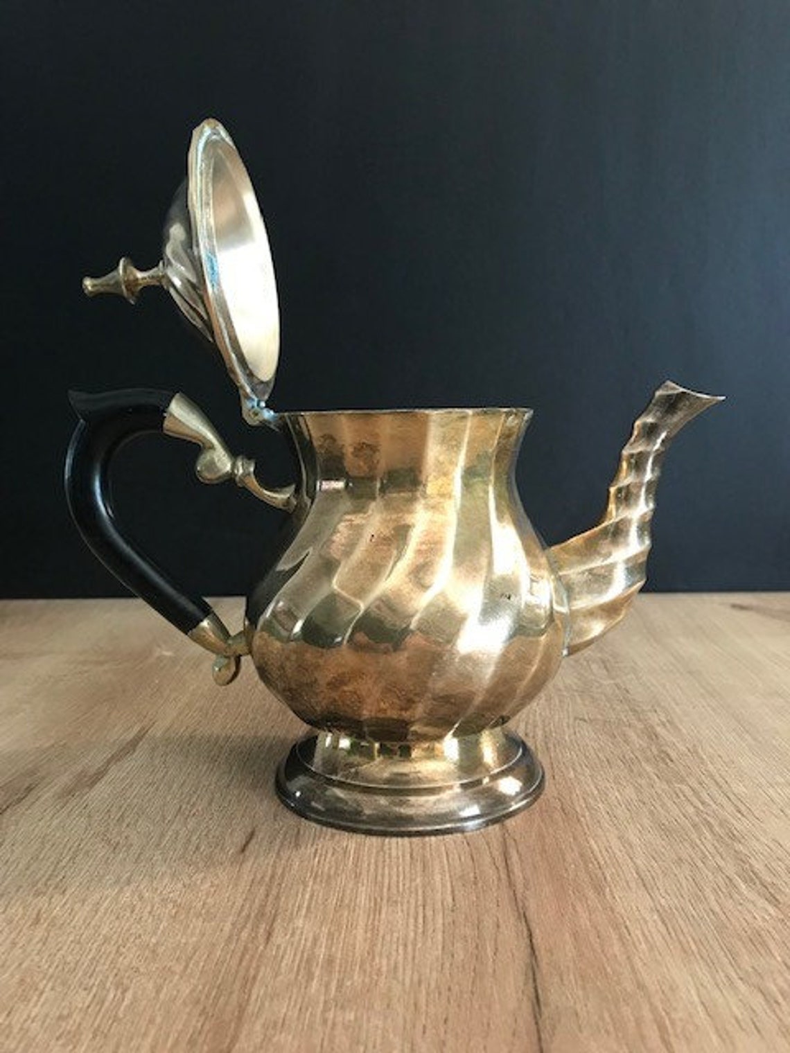 Small Brass Teapot With Swirl Pattern Brass Pitcher With Handle Vintage ...