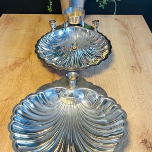 Rodgers Silver Plate Shell Shaped Serving Platter With Candle Holders ...