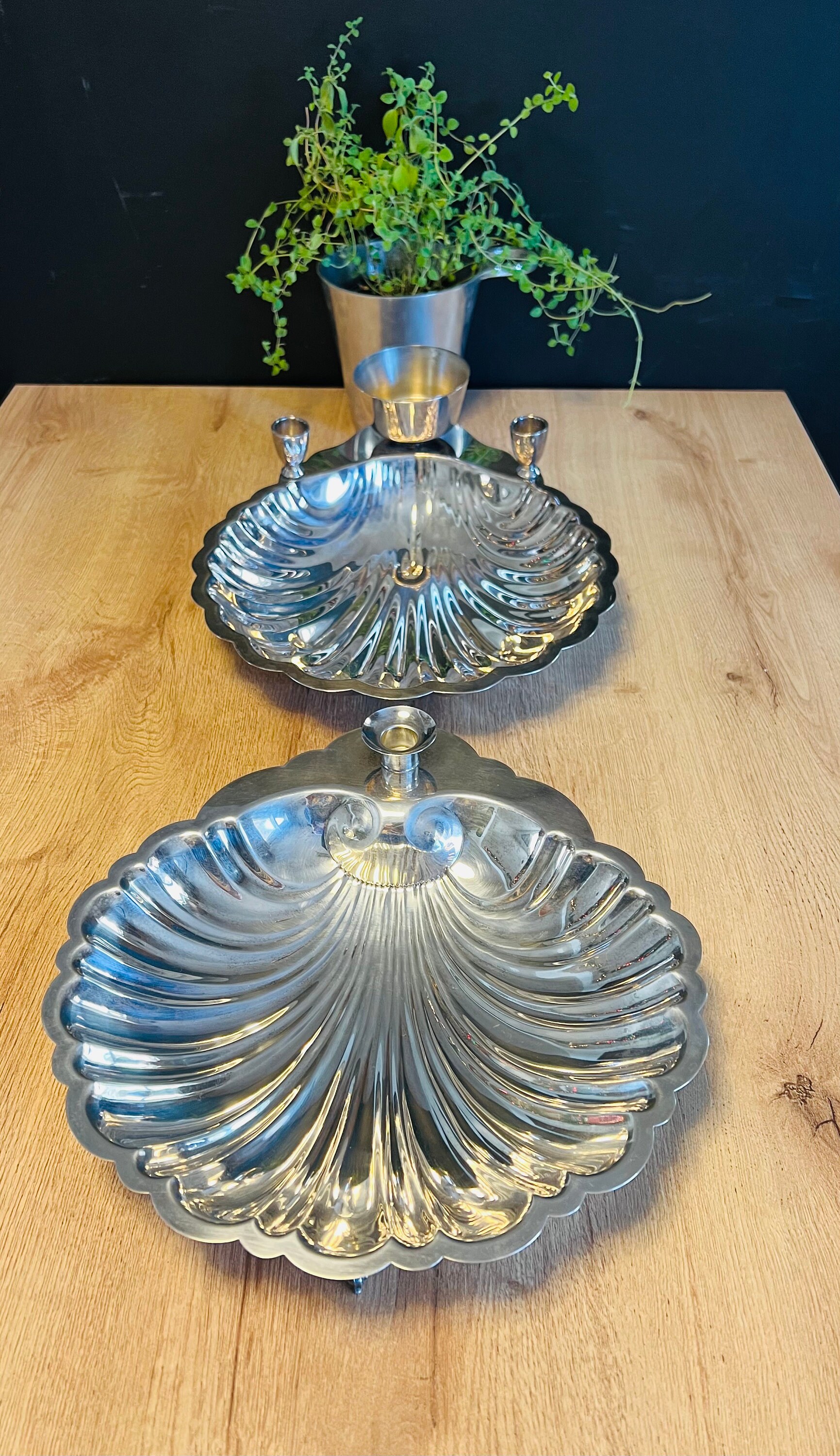 Rodgers Silver Plate Shell Shaped Serving Platter With Candle Holders ...