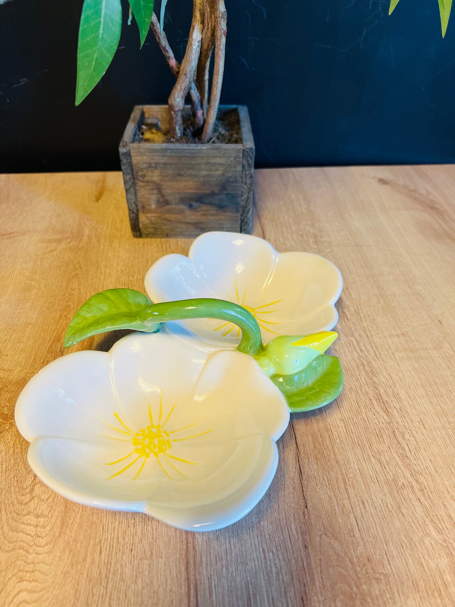 Hand Made Ceramic Flower and Leaves Decorative Dish - Etsy