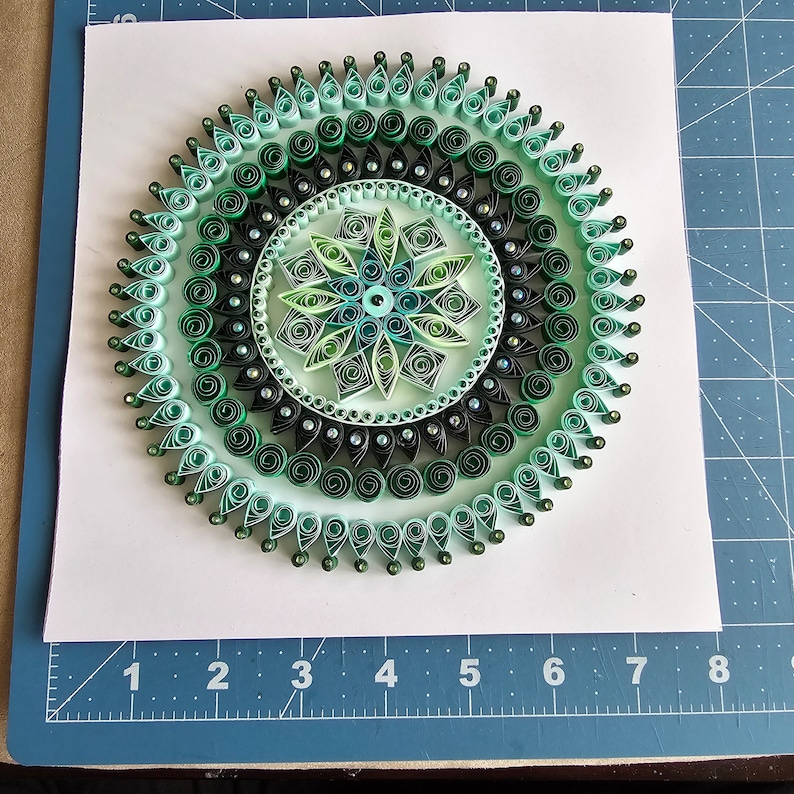 Framed Paper Quilling Art: Mandala Design Green - Etsy