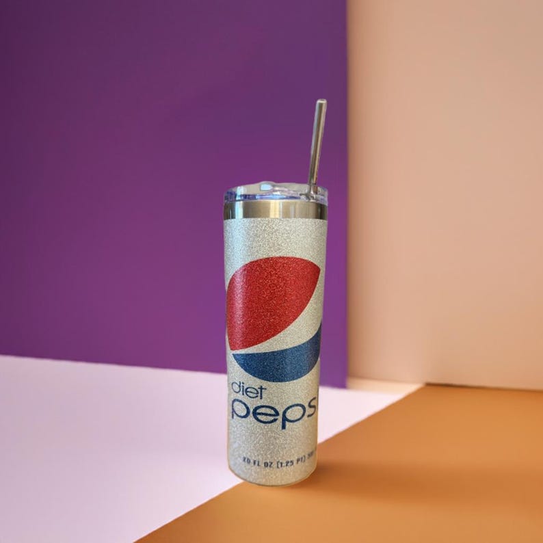 Diet Pepsi Tumbler: Glittery Stainless Steel Insulated Cup, Reusable ...