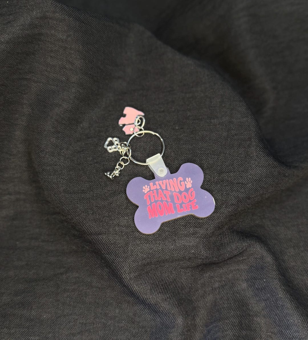 Dog Mom Life Keychain: Bone Shape With Paw Prints | Chic and Scholarly ...