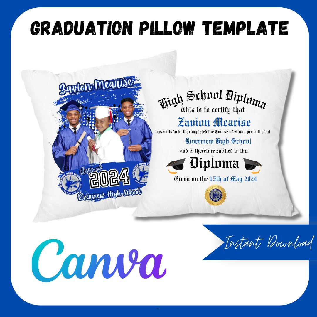 Graduation Pillow Template; Graduation Template; High School Diploma ...