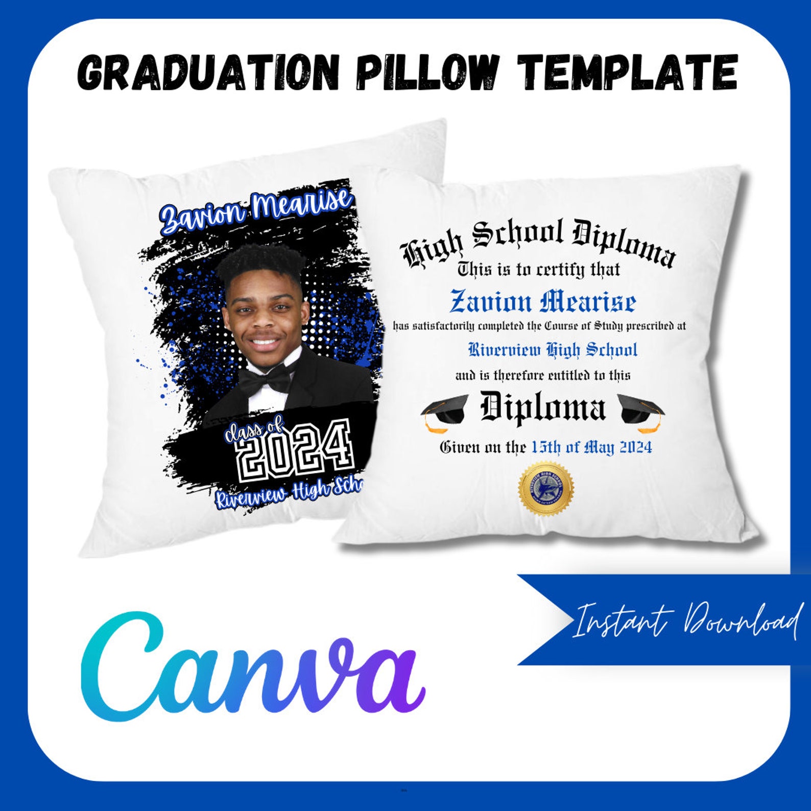 Graduation Pillow Template; Senior Pillow Template; Sublimation Pillow ...