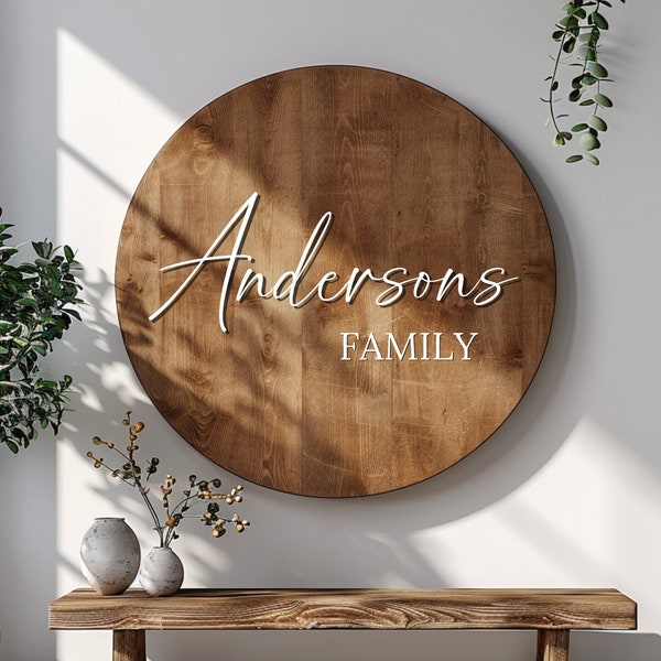 Round Family Name Sign - Etsy