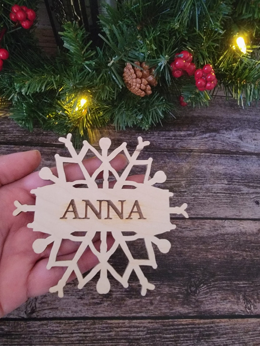 Christmas Place Card, Snowflake Laser Cut Names, Custom Name Wood ...