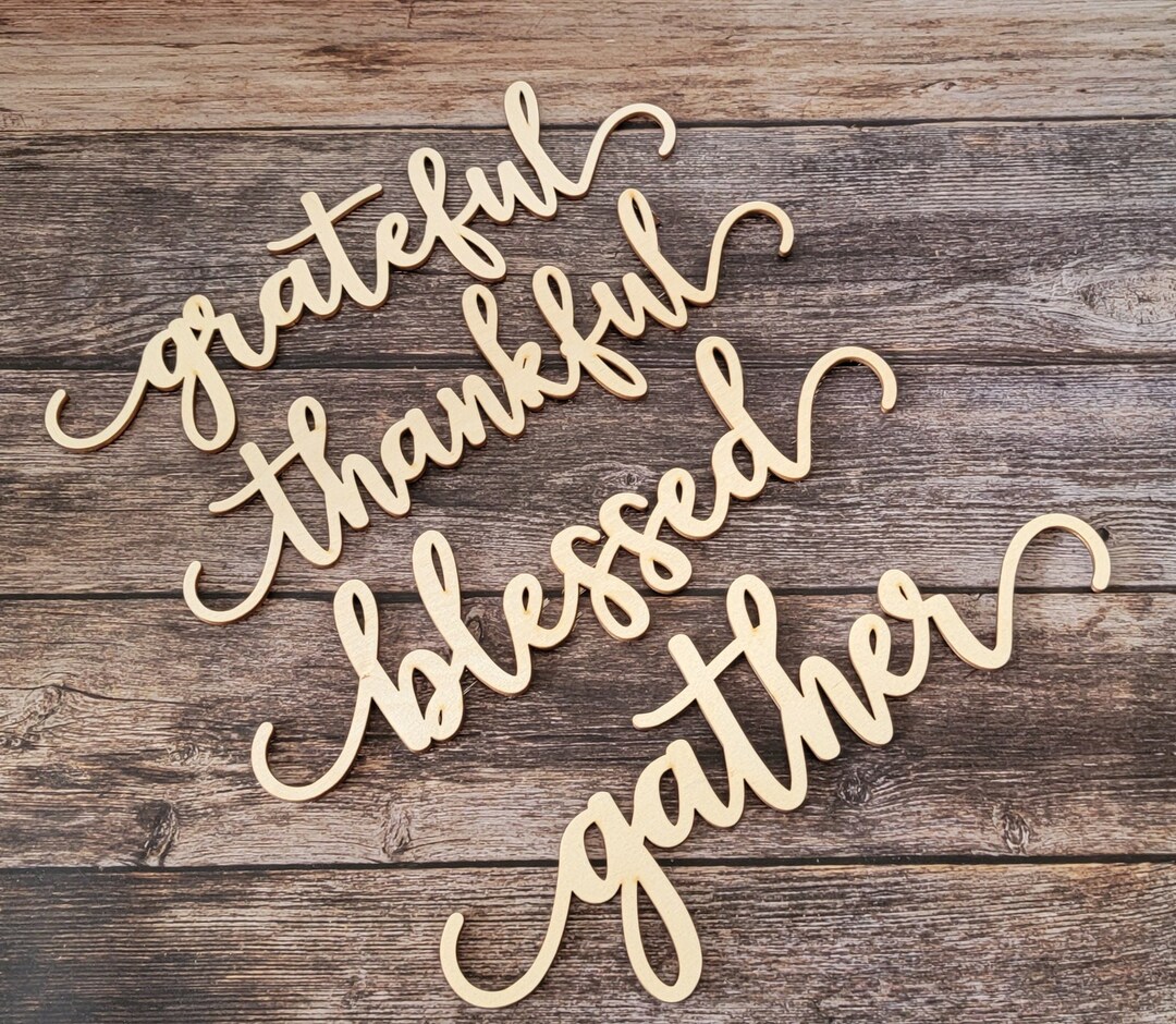 Thanksgiving Place Cards, Thankful Gather Grateful Blessed Place Cards ...