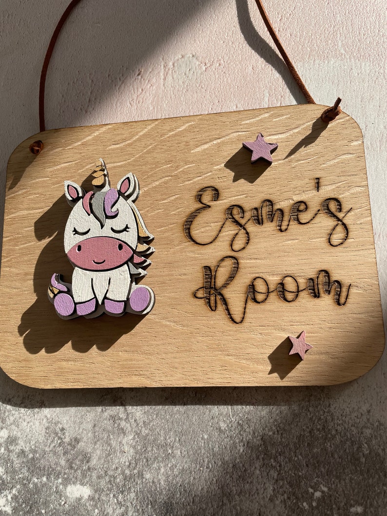 Wooden Room Sign Unicorn Nursery Decor Kids Room Oak Plaque Room ...