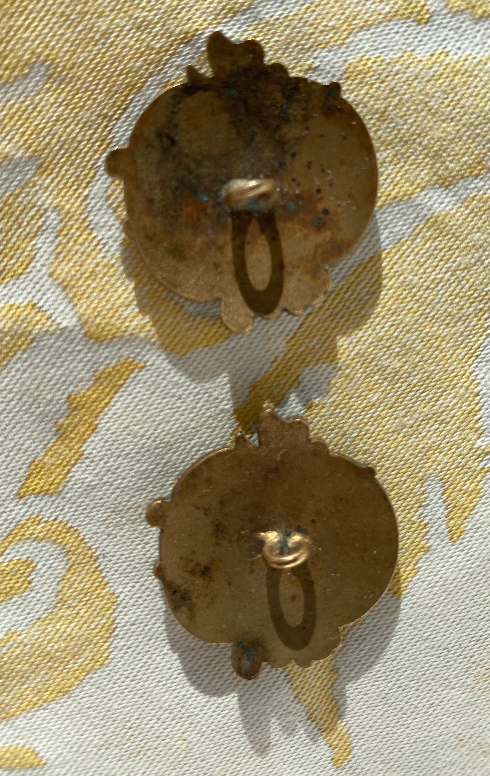 One Antique French Ca 1875 Rococo Shape 1 1/8 Champleve Enamel Floral ...