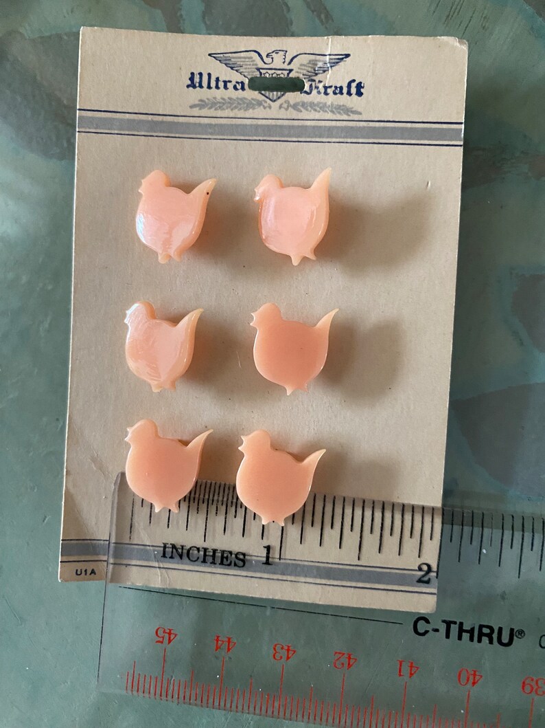 Set of Six 1930s Realistic Peach BAKELITE BIRD CHICK Buttons New Old ...
