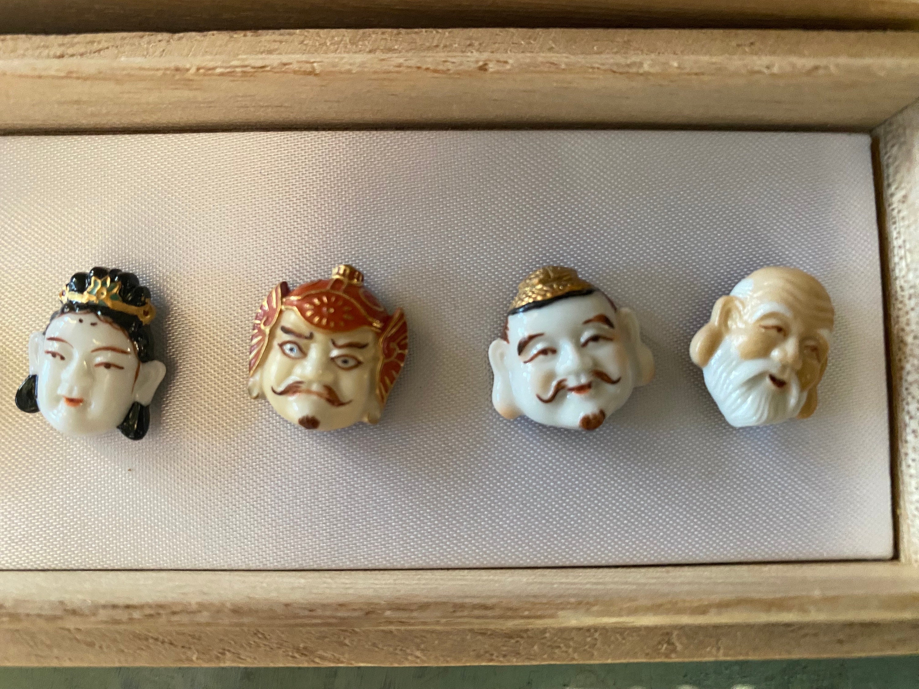 Boxed Set 7 FORTUNE GODS Head BUTTONS Vintage Toshikane Japan Colorful ...