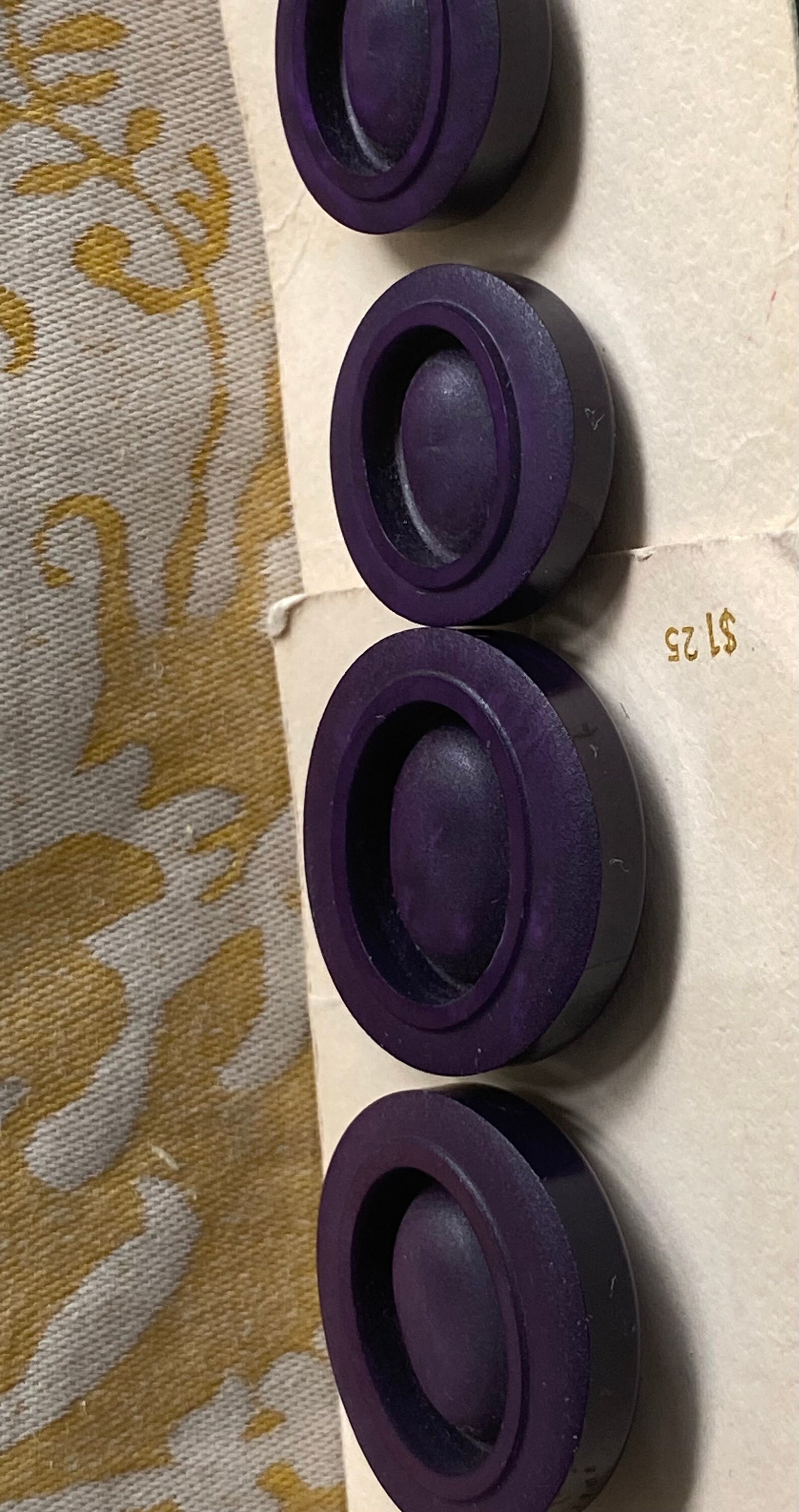 Set 4 Purple BAKELITE BUTTONS Round Mod Chunky Carved 2 Mother Daughter ...