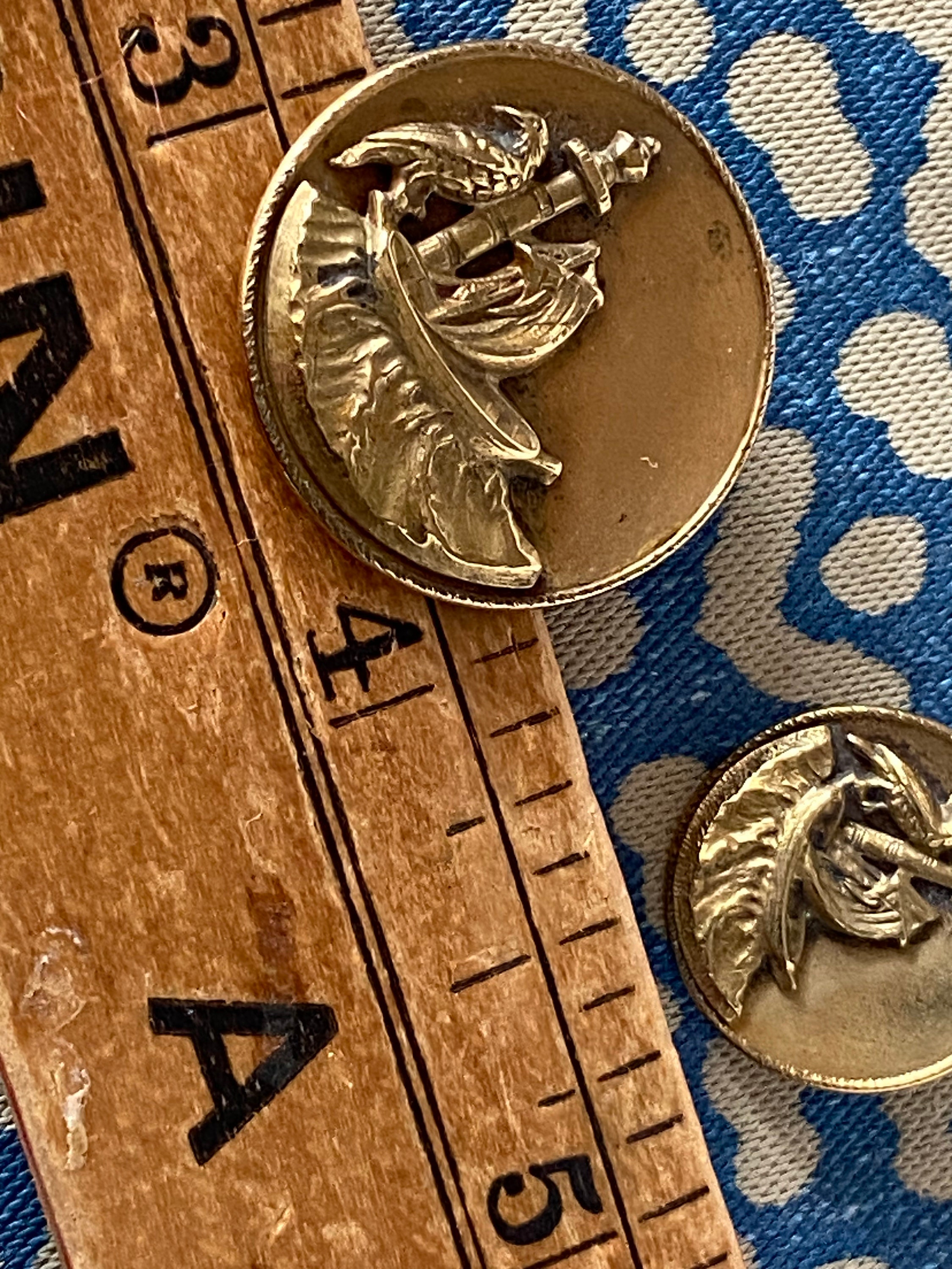 Scarce 19th C Matching Pair ANCIENT MARINER Solid Brass Buttons Bird ...