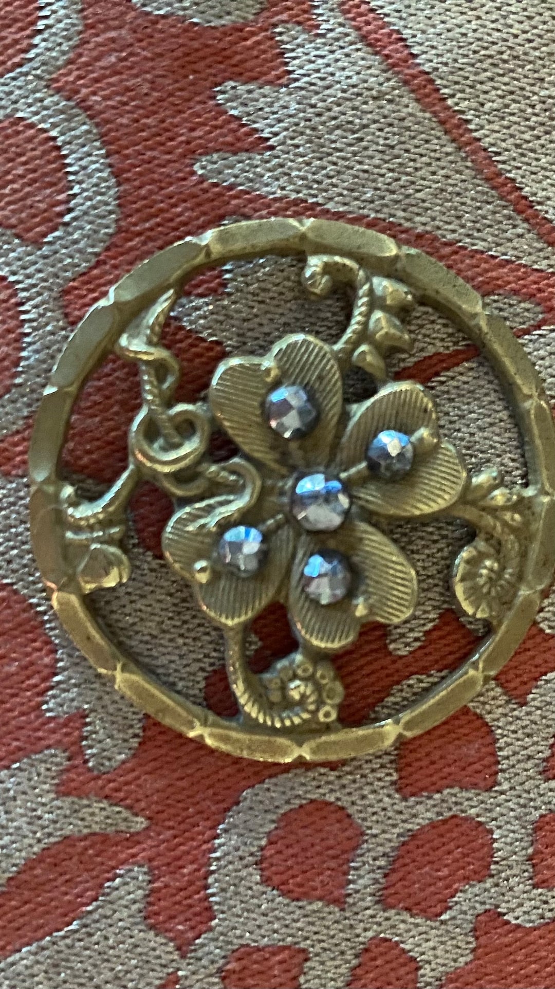 Antique 19th C Brass Gold Gilt 4 Leaf Clover Button With SNAKE Cut ...