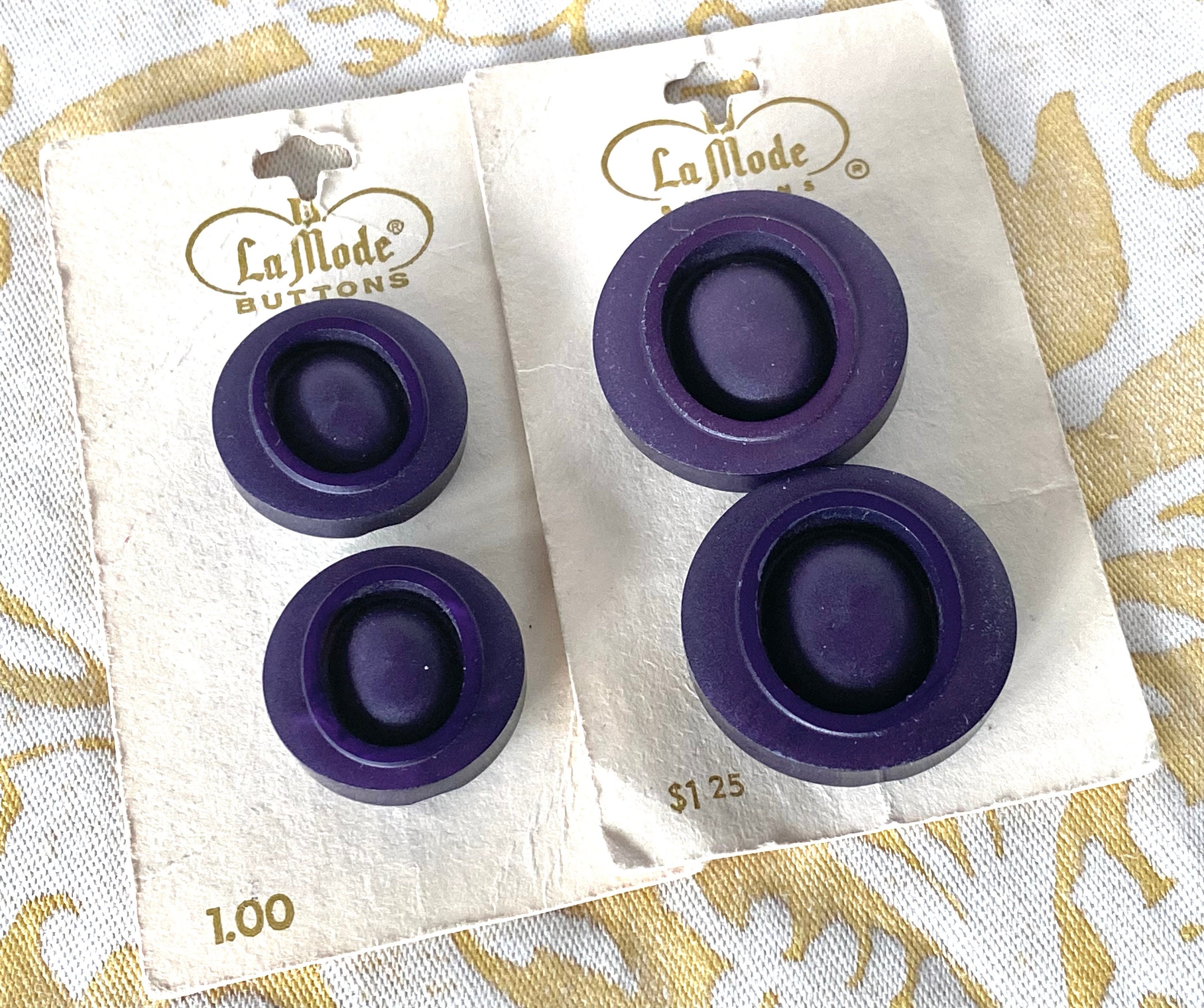 Set 4 Purple BAKELITE BUTTONS Round Mod Chunky Carved 2 Mother Daughter ...