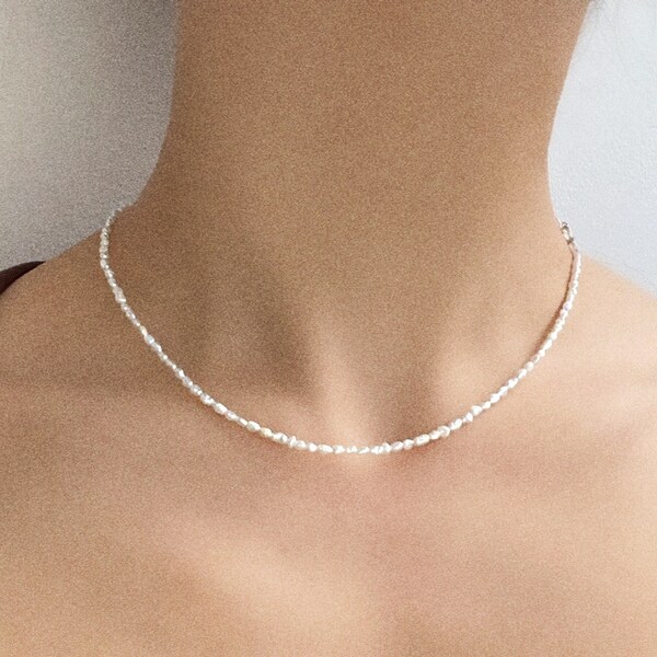 Seed Pearl Gold Necklace Etsy