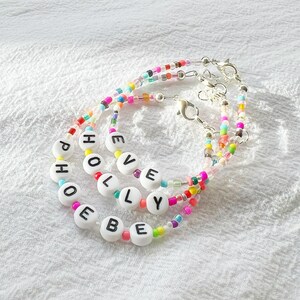 Customisable Name or Word Bracelet or Anklet With Multicolour Beads in ...