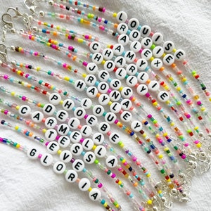 Customisable Name or Word Bracelet or Anklet With Multicolour Beads in ...