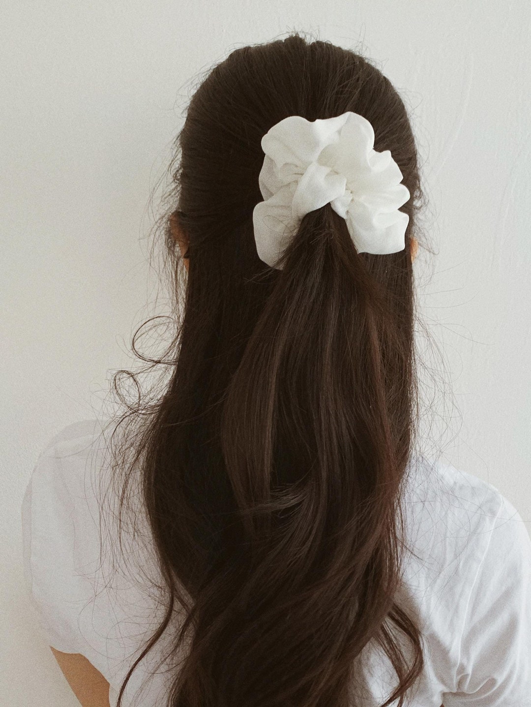 Plain White Chiffon Scrunchie With Polyester Fabric - Bridal Hair ...