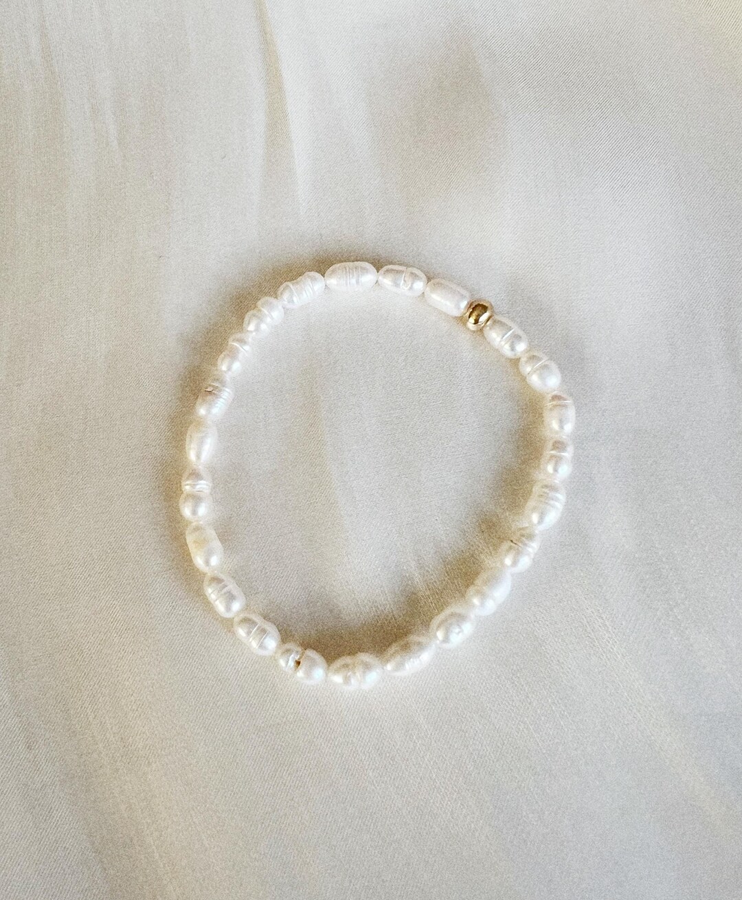 6-7mm Medium Freshwater Pearl Bracelet or Anklet on Elastic Stretch ...
