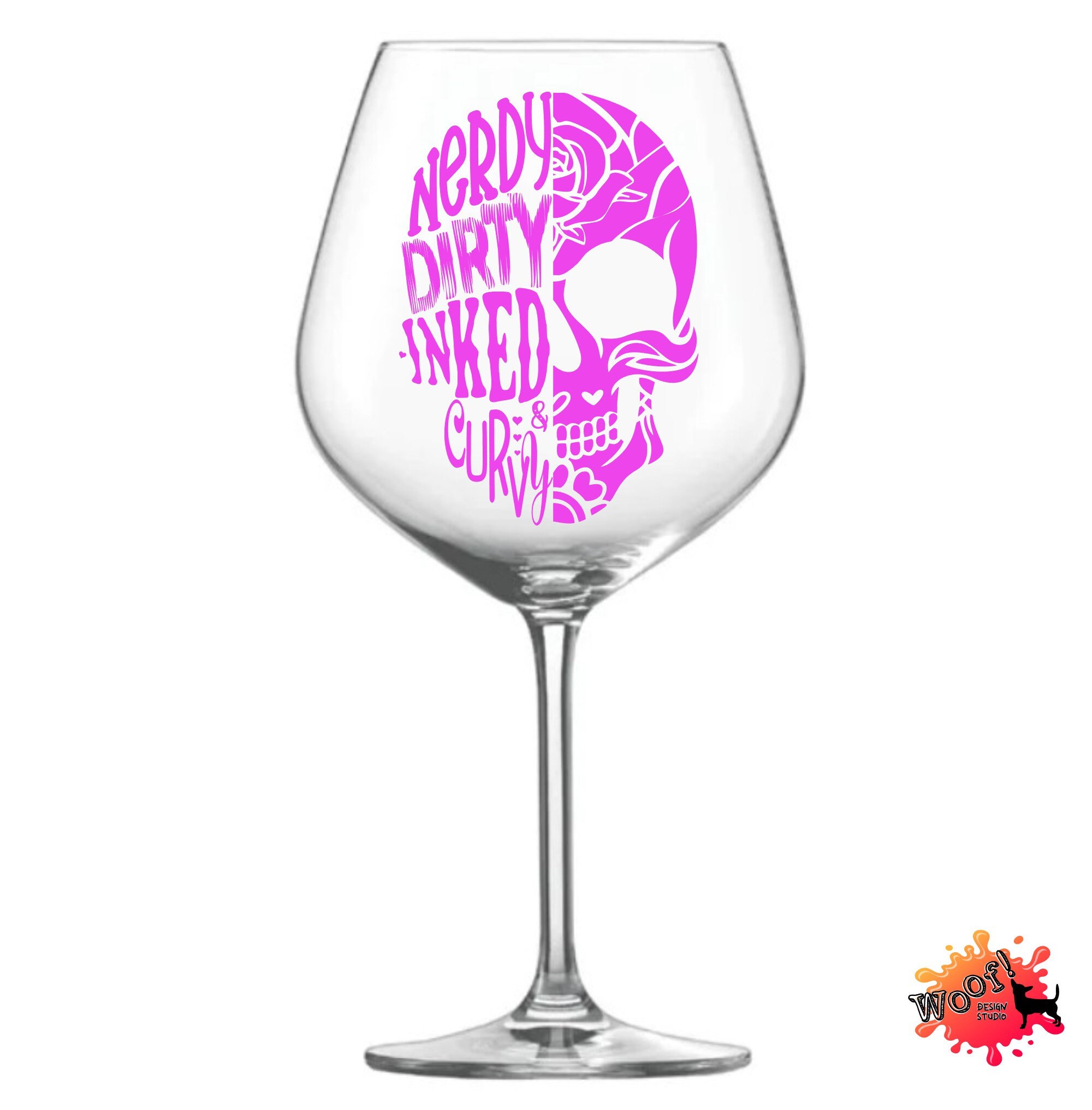 Nerdy Dirty Inked Curvy Skull Tattoo Vinyl Cut File, Silhouette, Cricut ...