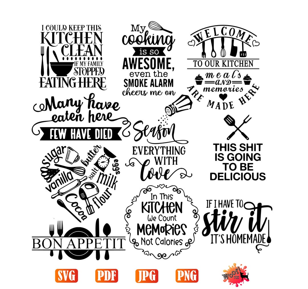Kitchen Bundle Funny Sarcastic Cook Chef Cooking Food Decor SVG Digital ...