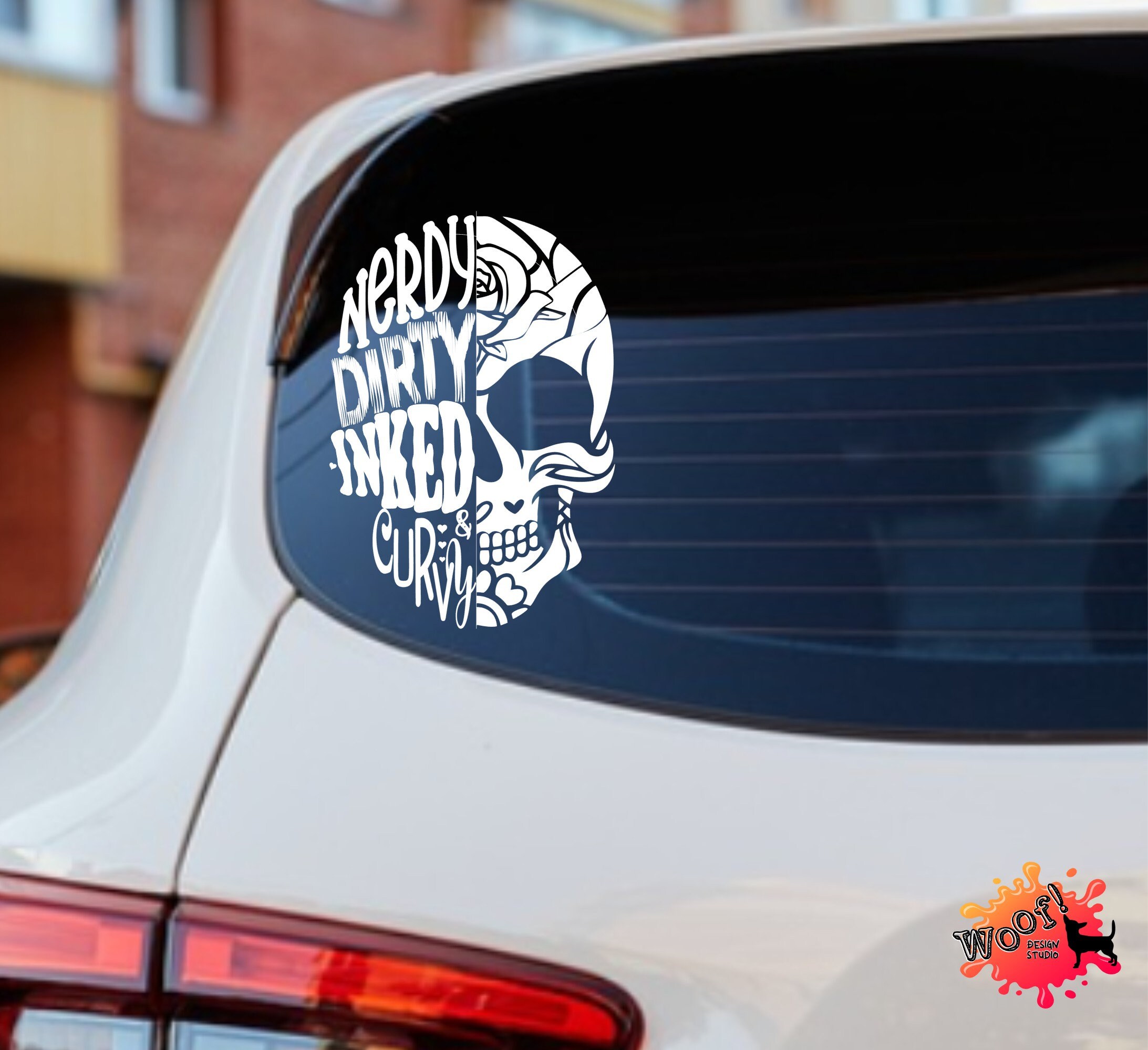 Nerdy Dirty Inked Curvy Skull Tattoo Vinyl Cut File, Silhouette, Cricut ...