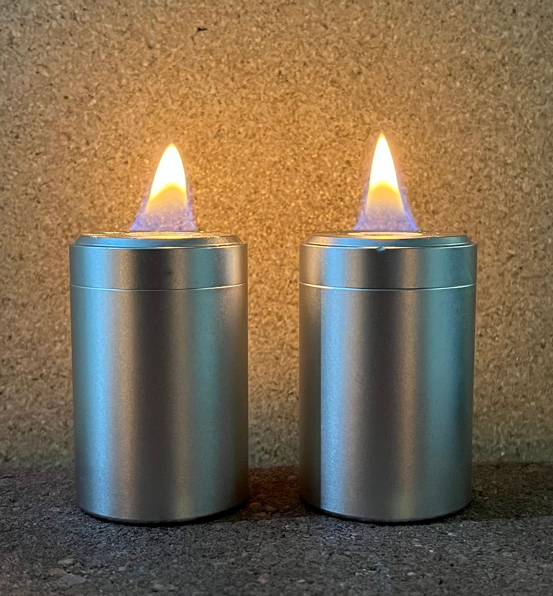 Alcohol Candle Pair: Refill Forever, No Liquid, Aluminum Can, 8 Hour ...