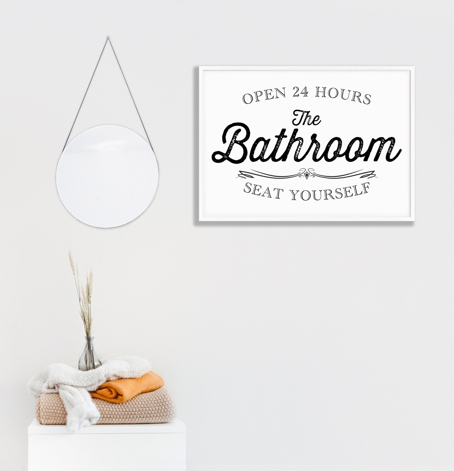 Vintage Bathroom Sign, Open 24 Hours Plate, Bathroom Decor, Farmhouse ...
