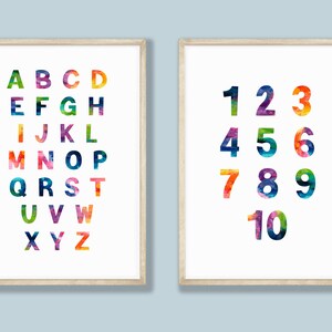 Alphabet Poster ABC 123 Rainbow Numbers Education Set of 2 - Etsy
