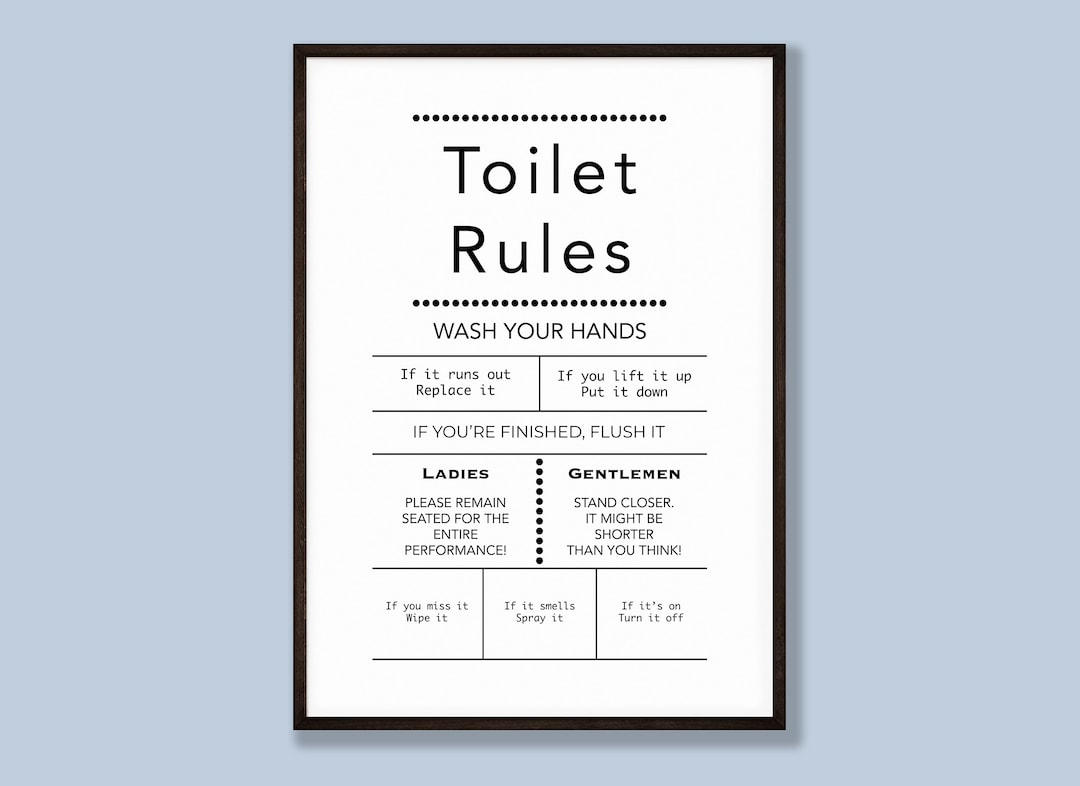 Toilet Rules, Bathroom Print, Toilet Print, Toilet Fun, Bathroom Sign ...