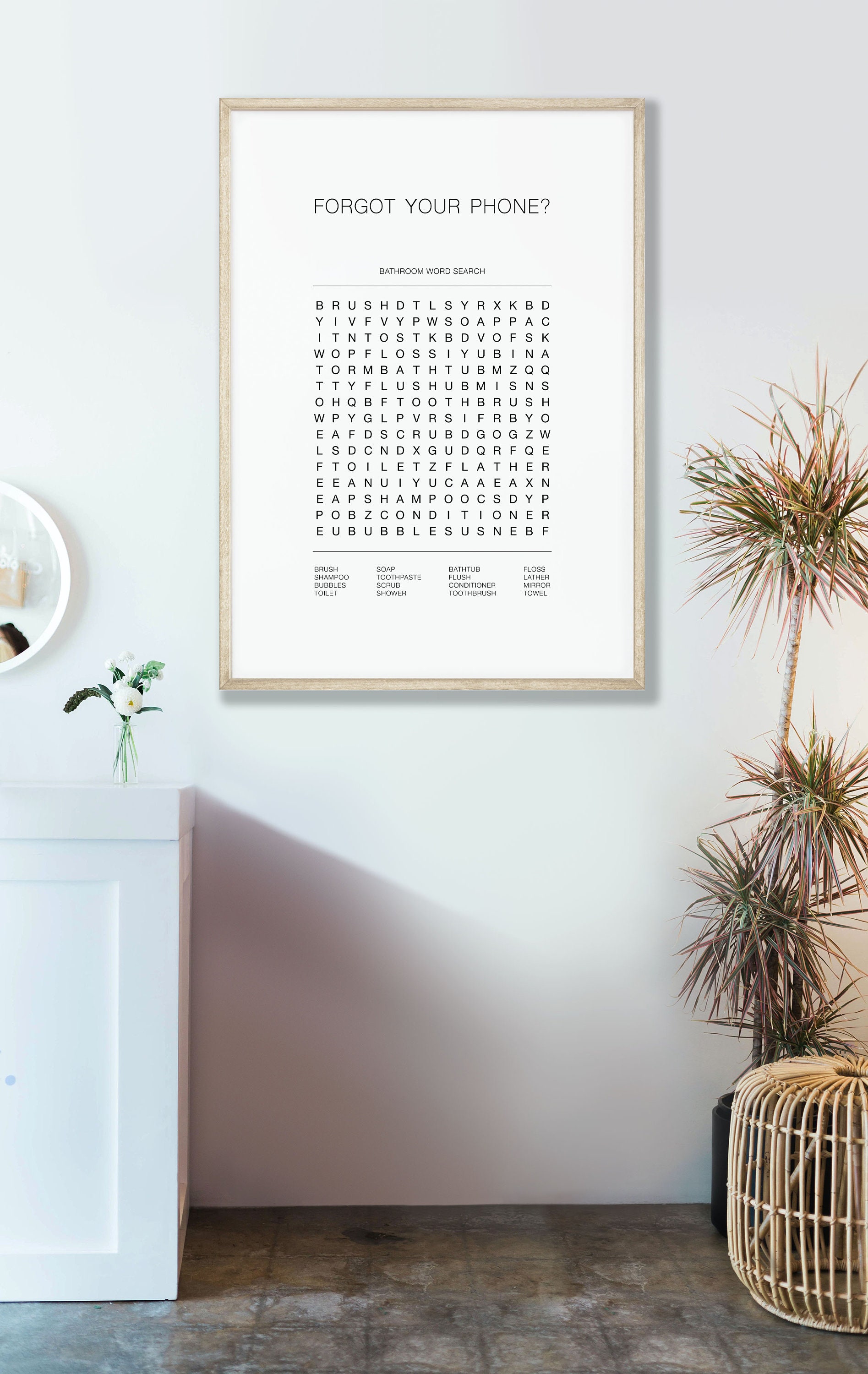Forgot Your Phone Bathroom Word Search, Riddles, Toilet Print, Toilet ...