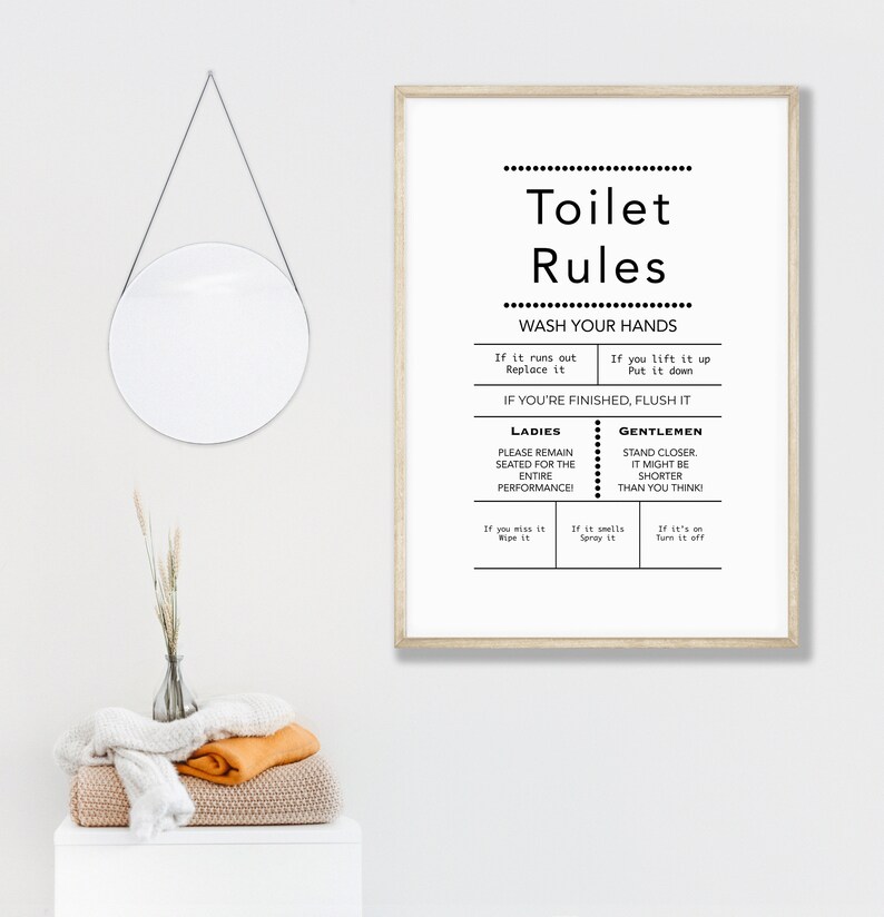 Toilet Rules, Bathroom Print, Toilet Print, Toilet Fun, Bathroom Sign ...