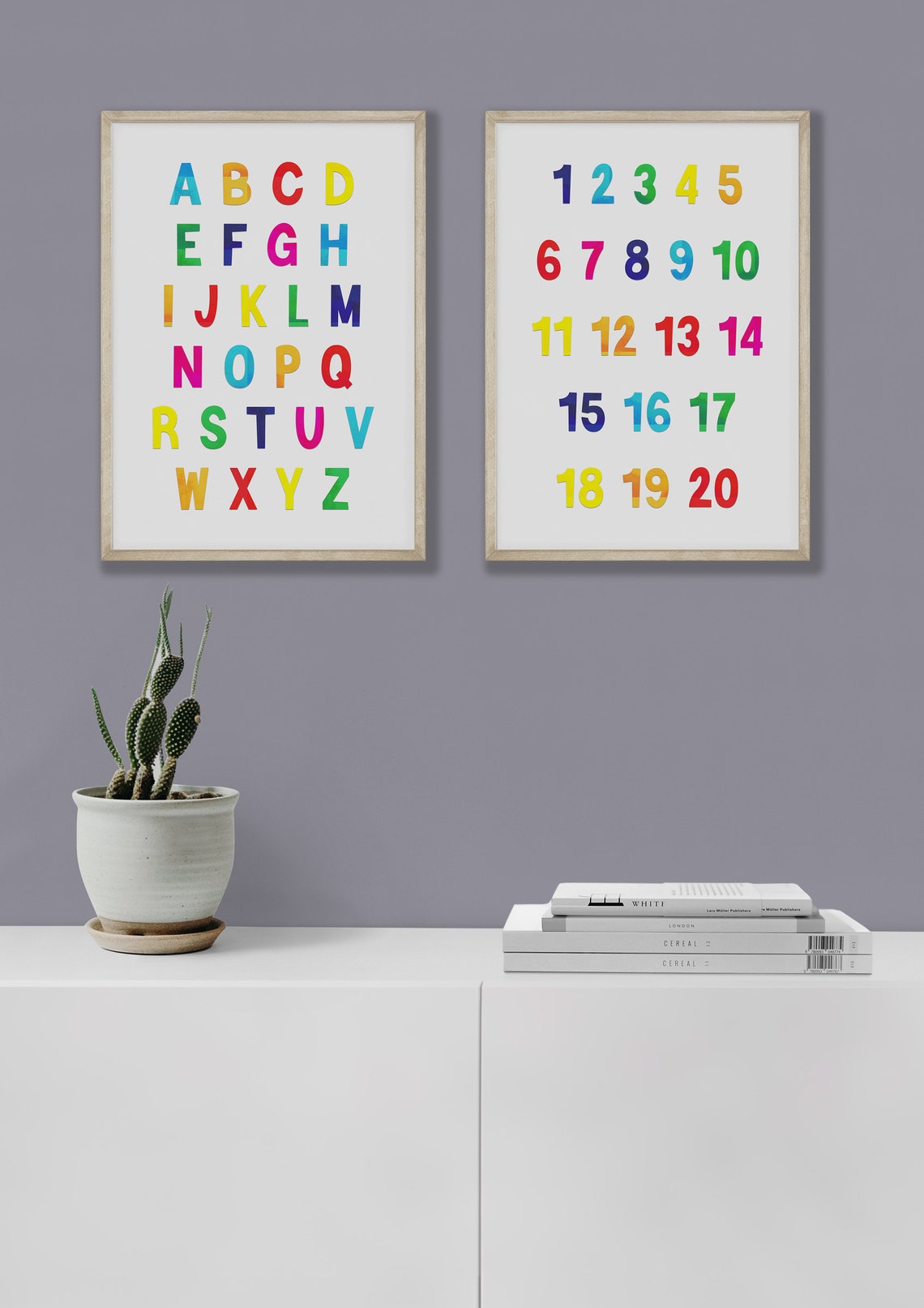 Alphabet Poster Color ABC 123 Numbers Education Set of 2 Prints ...
