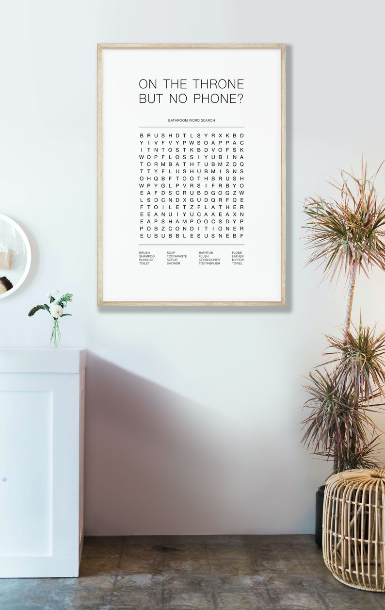 On the Throne but No Phone, Bathroom Word Search, Riddles, Toilet Print ...