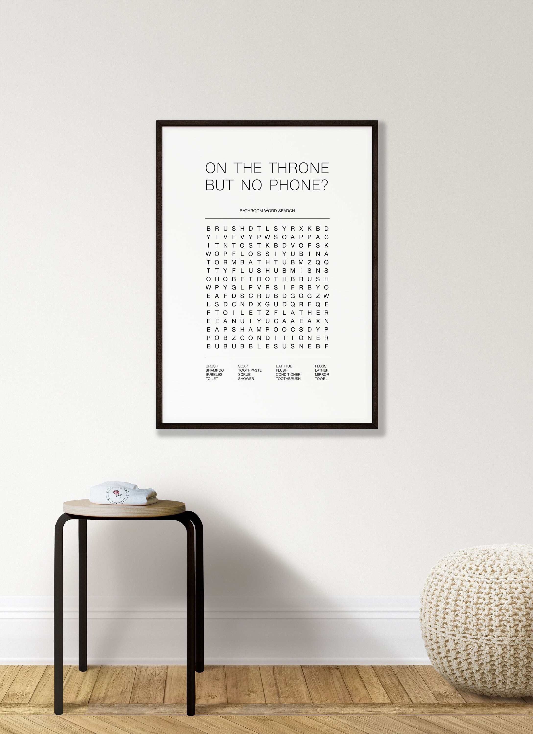 On the Throne but No Phone, Bathroom Word Search, Riddles, Toilet Print ...