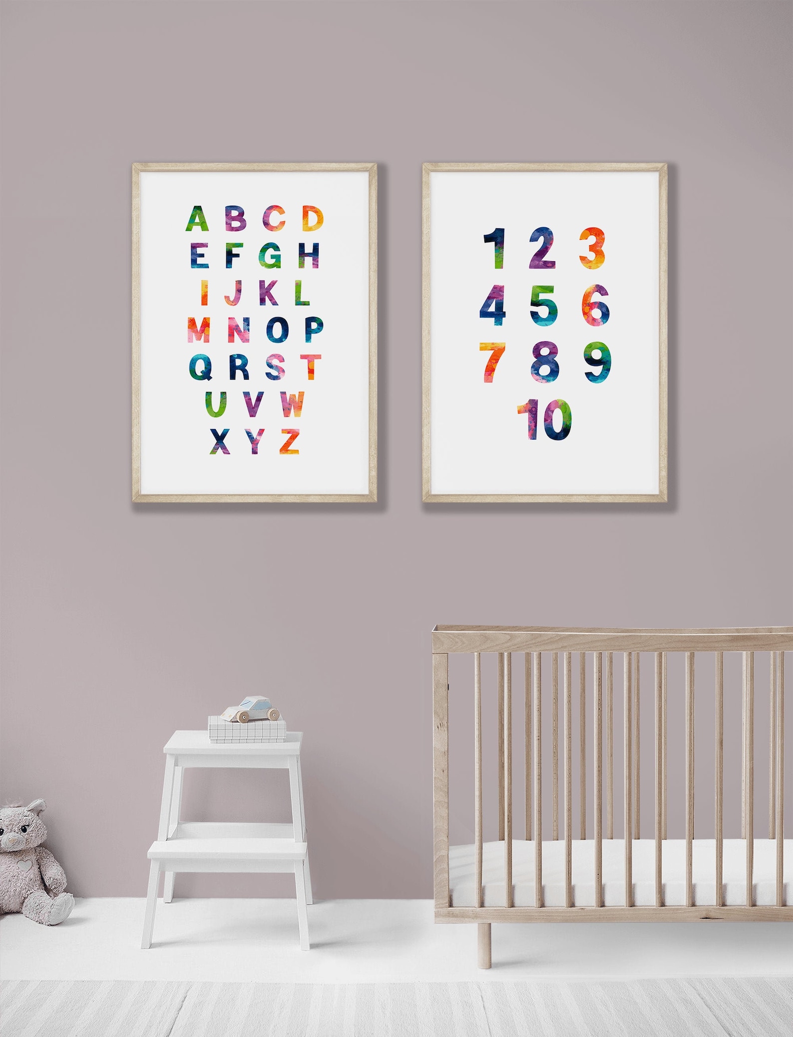 Alphabet Poster ABC 123 Rainbow Numbers Education Set of 2 - Etsy