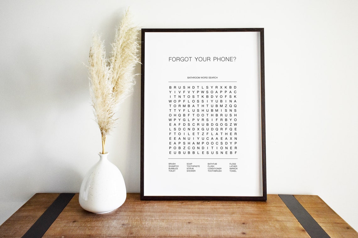 Forgot Your Phone Bathroom Word Search, Riddles, Toilet Print, Toilet ...