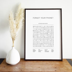 Forgot Your Phone Bathroom Word Search, Riddles, Toilet Print, Toilet ...