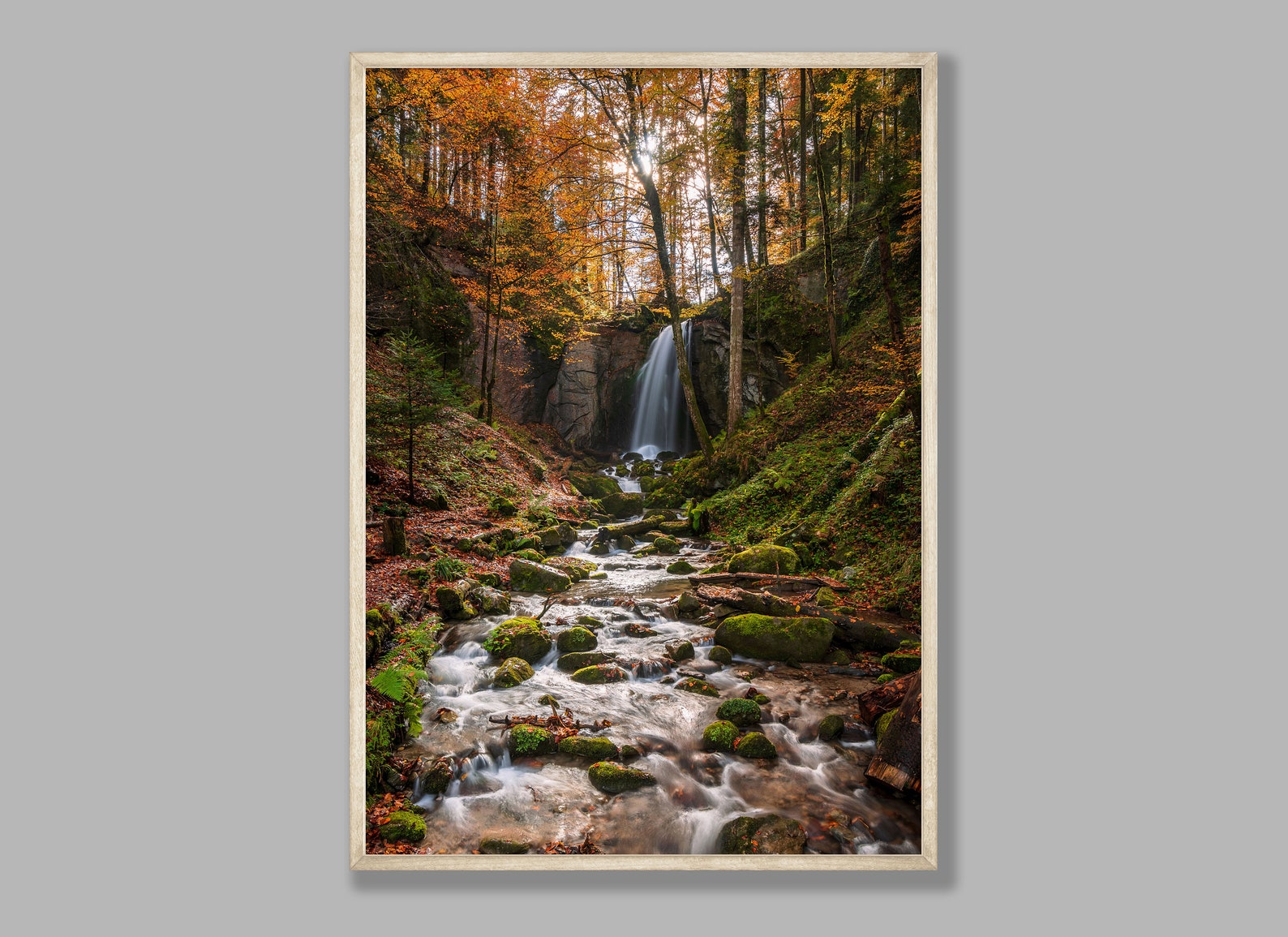Waterfall Print, Forest Printable Art, Woodland Wall Art, Autumn Colors ...
