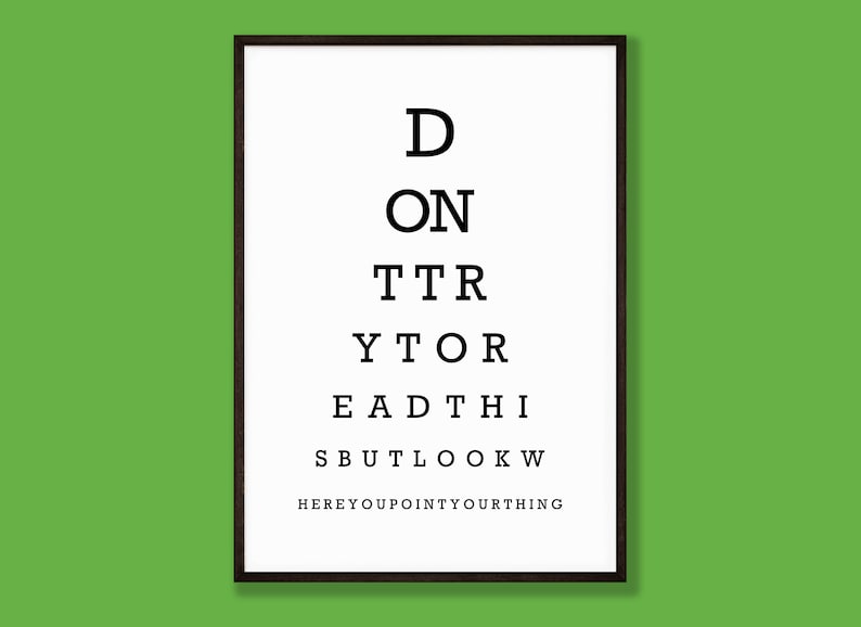 Funny Eye Test, Bathroom Vision Test, Bathroom Riddle, Toilet Print ...